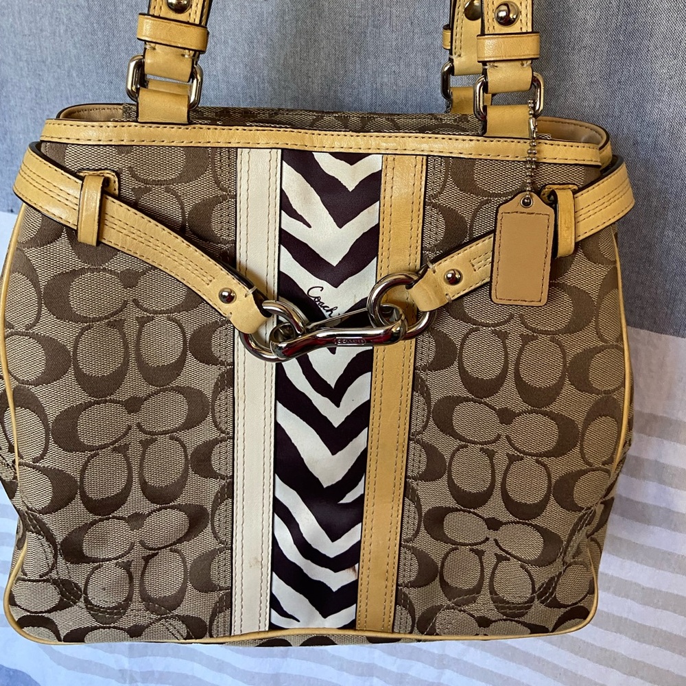 Coach Taupe Monogrammed Handbag - Gem